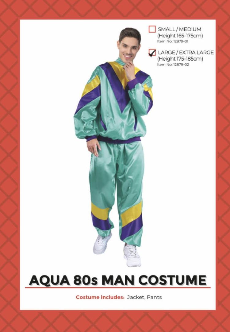 80s Man Tracksuit Aqua - Costume Wonderland