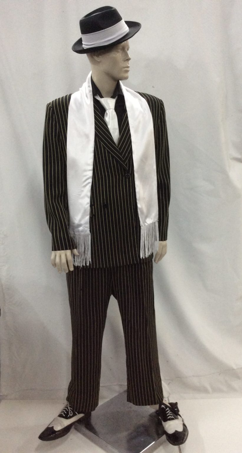 Gangster Black & Yellow Pinstripe Suit - Costume Wonderland